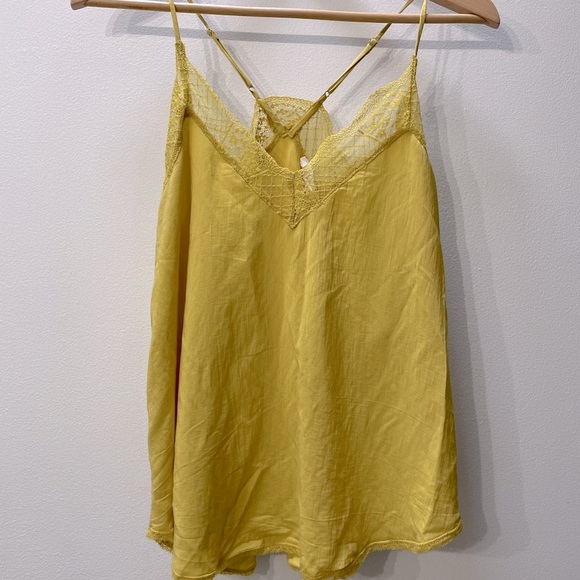 Tops | Yellow Lace Racerback Cami Top | Poshmark
